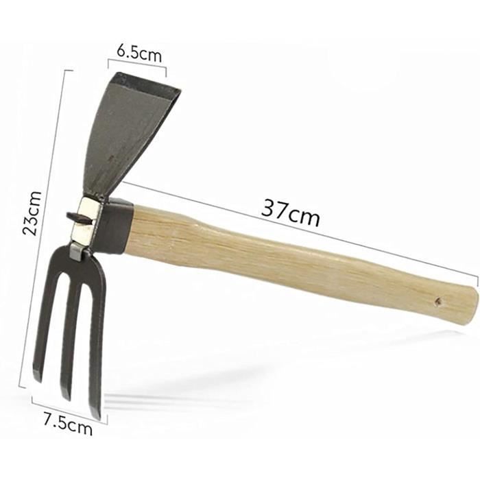 Binette et râteau 2 en 1 - A313 - Acier au carbone - Manche en bois - Résistant à la corrosion ...