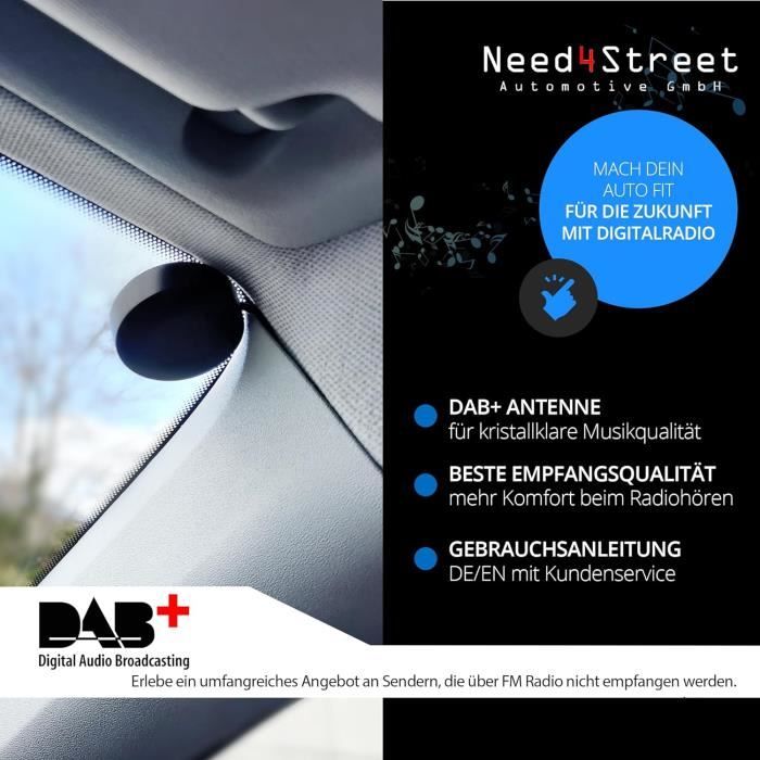 Antenne DAB+ pour équiper l'autoradio, fiche SMA, longueur du câble 250 ...