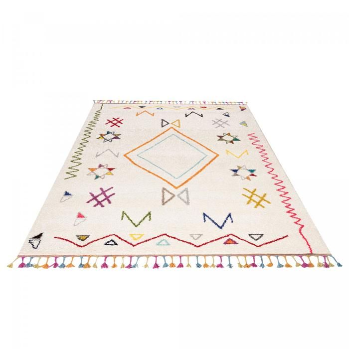 Tapis berbère 40x60 tissé motif ethnic LYN5 JADIDA crème - Cdiscount Maison