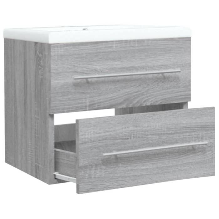 (5264)Moderne Meuble lavabo avec bassin intégré Sonoma gris Bois d ...