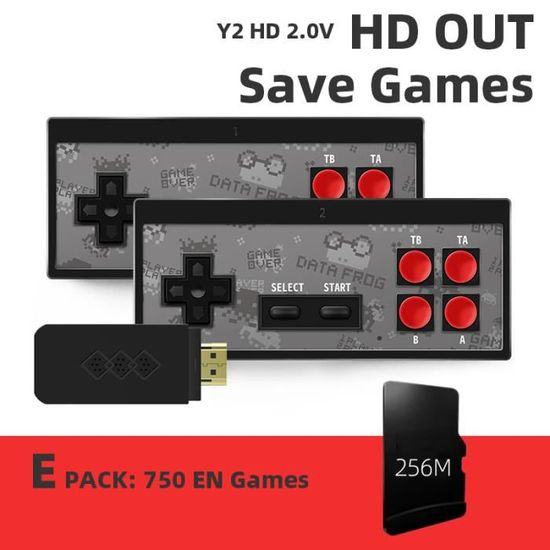 Y2 HD 750 Jeux - Console de jeu vidéo 4K, clé de jeu 8 bits, 1800 jeux ...