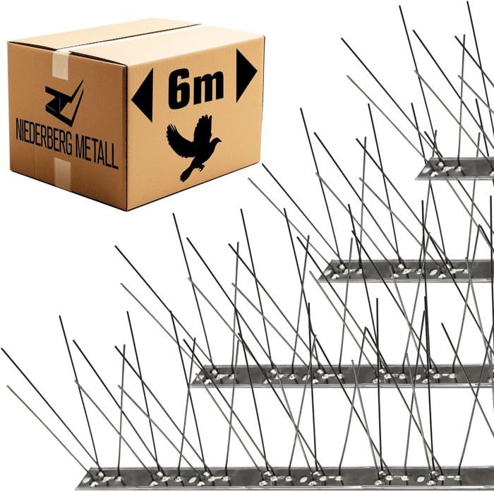 Pics Anti-Pigeons 6m Acier INOX Repulsif Pigeons pour Balcon avec 216 ...