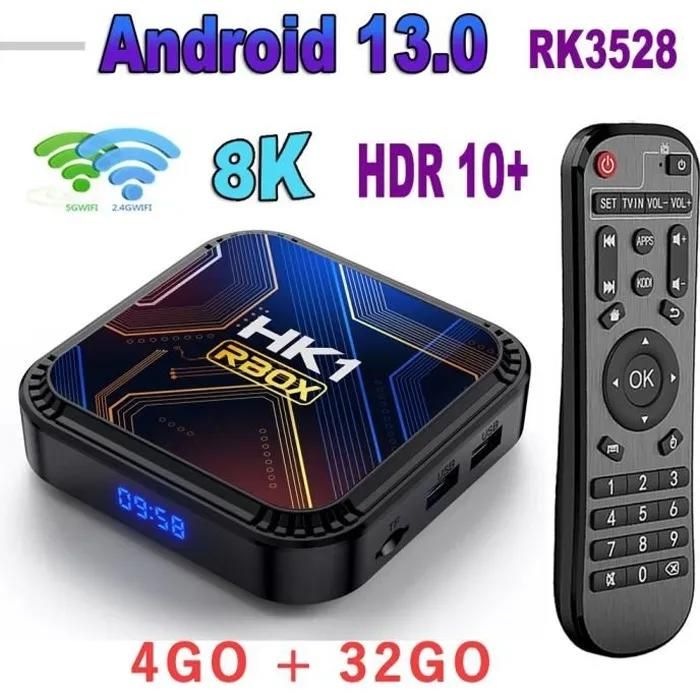 Boitier iptv Android 13.0 TV Box android Quad Core 4 Go+32 Go Lecteur ...