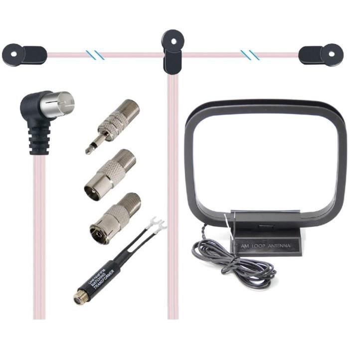 Antenne FM universelle pour récepteur stéréo d'intérieur, Kit d'antenne Radio FM AM de 75 Ohm ...