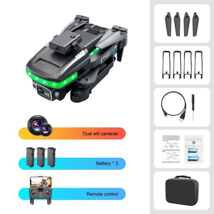 Noir-Double C-3B - Drone S162 Pro avec barre lumineuse LED pour enfants ...