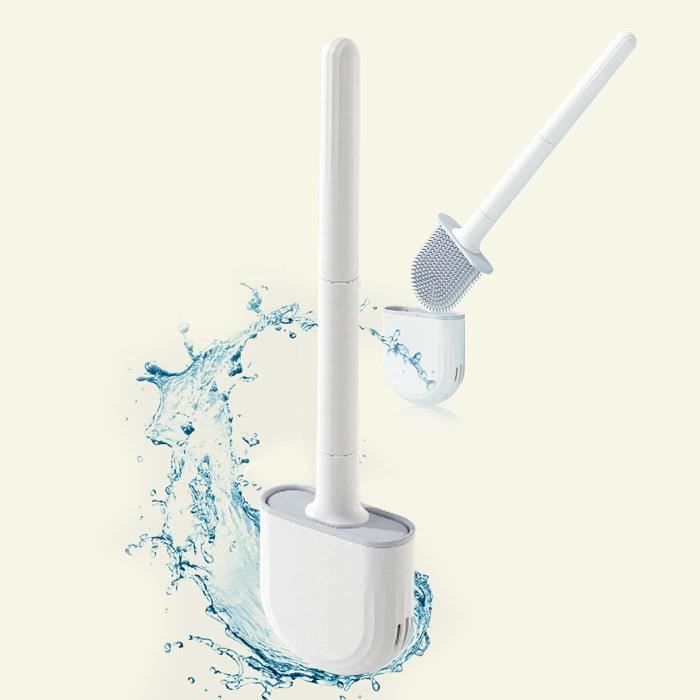 Brosse WC Silicone,Brosse de Toilette,2 Pièces Brosses de Nettoyage de Toilette Montage Mural ...