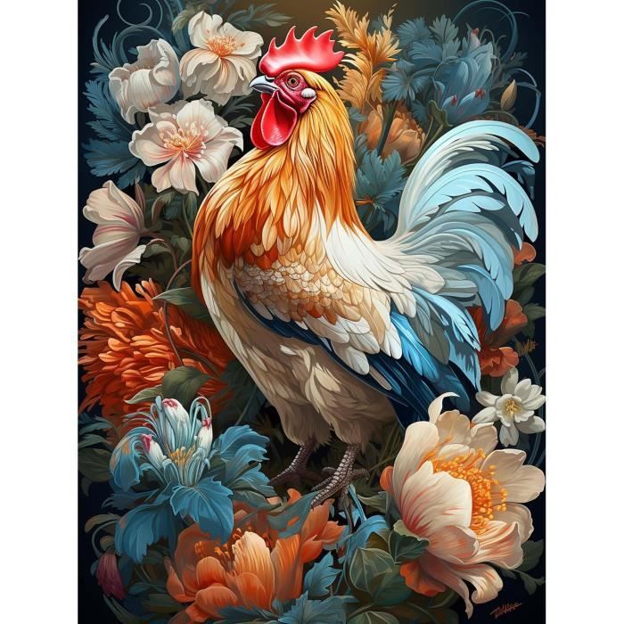 5D Diamond Painting Coq, Peinture Diamant Animal, Diamant Painting ...