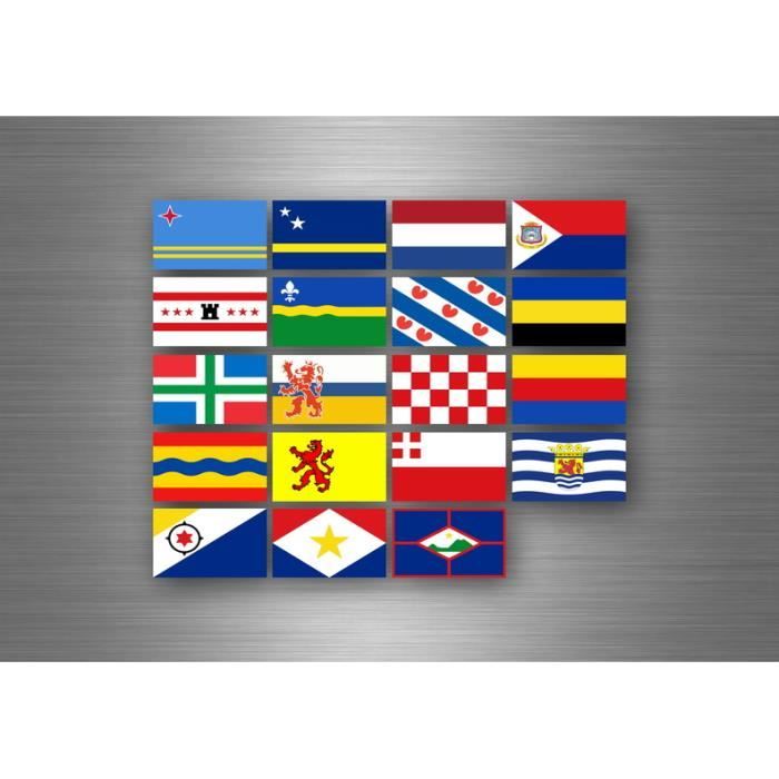 Planche autocollant sticker etiquette drapeaux region province pays bas ...