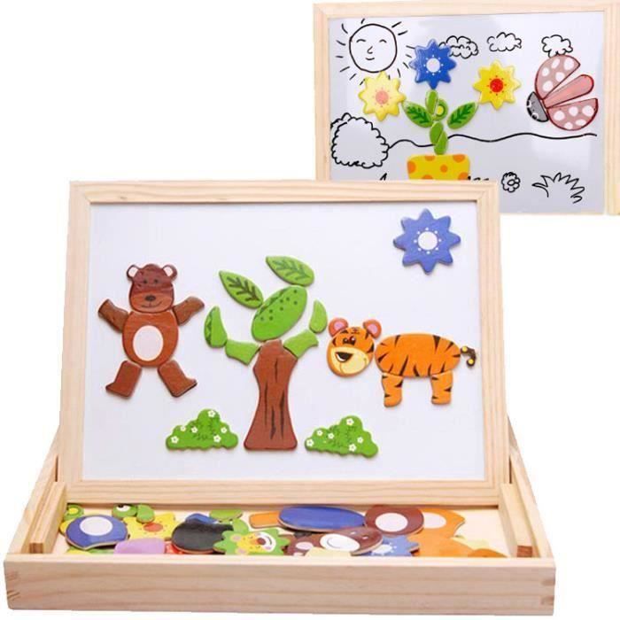 Puzzles Enfant en Bois Magnétique,Jigsaw avec Tableau Noir de Chevalet ...