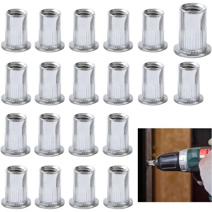 Lot De 20 Écrous À Riveter M8 - Tête Plate - En Acier Inoxydable ...