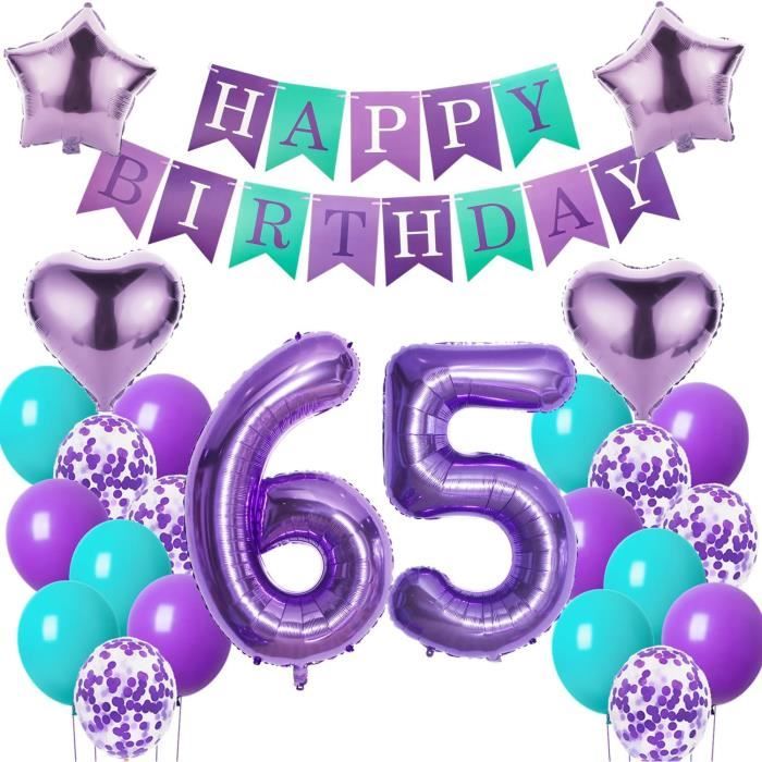 Ballons 65 Ans Anniversaire Femme 65 Decoration Violet Anniversaire 65 ...