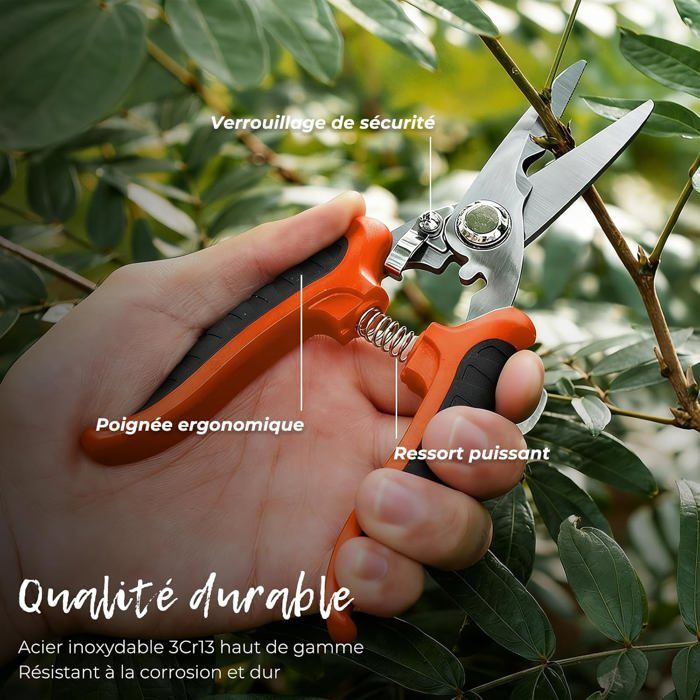 TRAHOO-Secateur de Jardin, 3PCS Sécateurs et Ciseaux de Jardinage ...