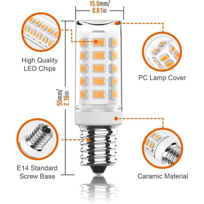 E14 Lampe LED Blanc Chaud 3000K, 3W 350LM Ampoule de Remplacement ...