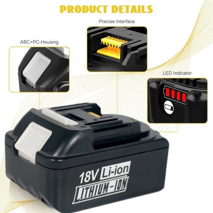 Batterie - Makita - BL1850B/BL1860 - 2 pcs - 18V - 6.0Ah - Rechargeable ...