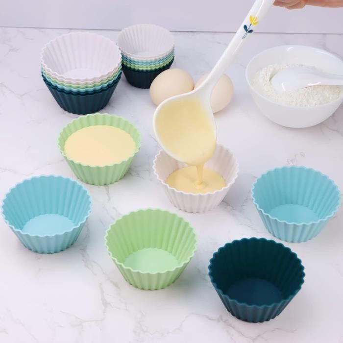 Moule Muffins Silicone,24PCS Moules à Cupcakes Moule Cupcake Silicone ...