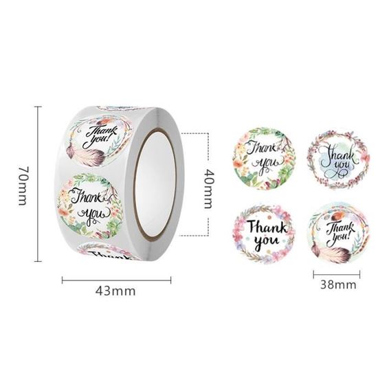 500 Pièces Autocollants Etiquette Merci Étiquettes Remerciement Thank ...