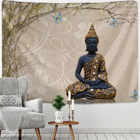 Tapisserie murale - Mandala Hippie - Bouddha indien - 150x130 cm ...