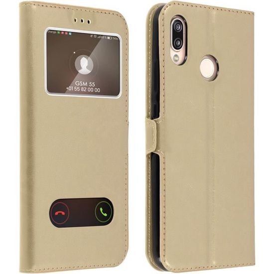 Housse Huawei P20 Lite Etui Clapet 2x Fenêtre Coque Silicone Gel ...