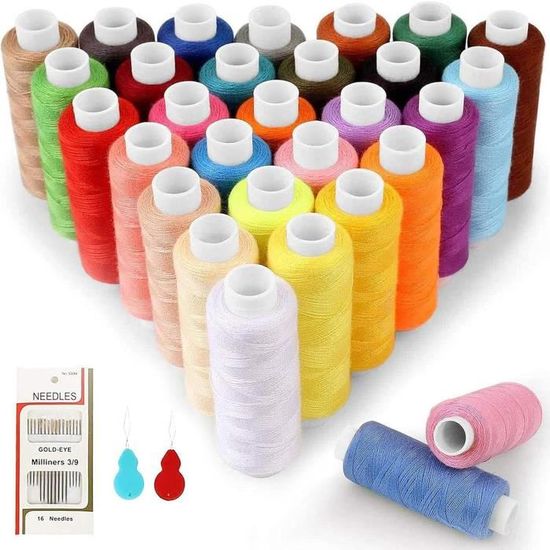 Fil À Coudre Kit De Fil De Polyester 30 Couleurs Chaque Bobine De 228,6 ...