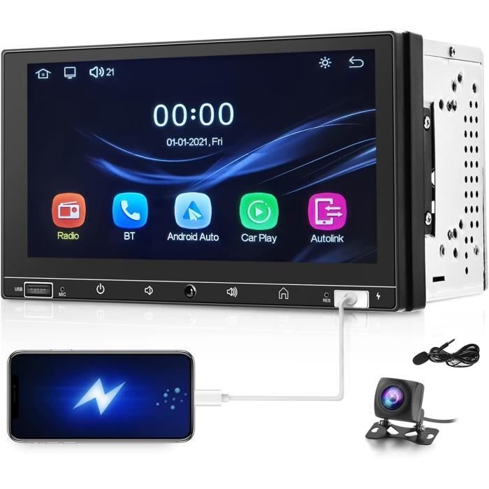Autoradio Carplay Android Auto 2 Din, Poste Radio Voiture Bluetooth Avec 7 Pouces Écran Tactile ...