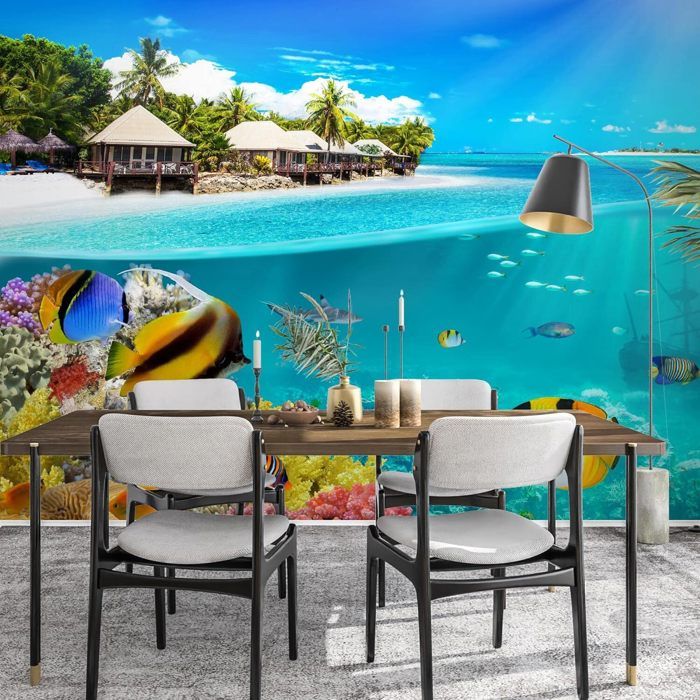 Papier Peint panoramique Plage sous-marine de la mer 352x250cm Moderne ...