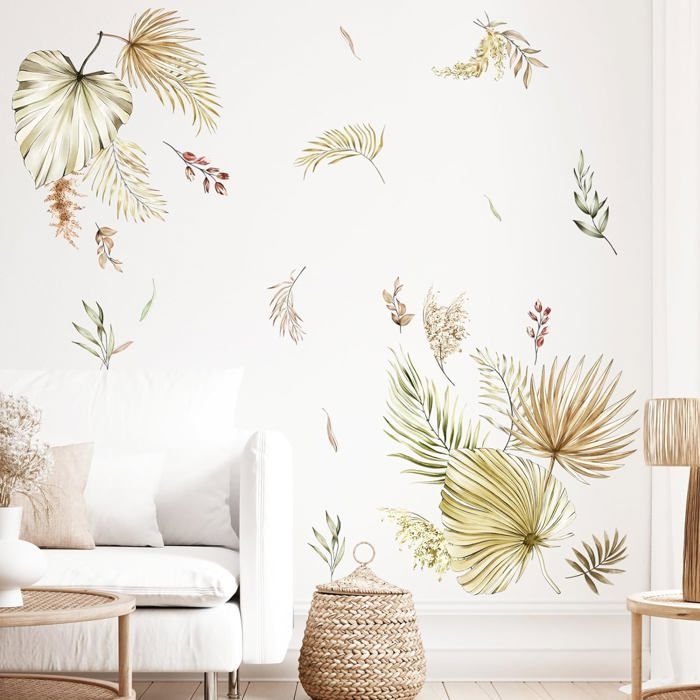 Stickers Muraux Feuilles de Palmier Boho Sticker Mural Feuilles de ...