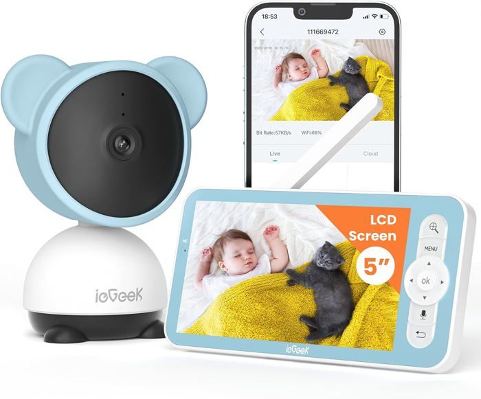 1080P/5 Utile Babyphone Caméra,Ptz 355°Baby Phone Vidéo Connecté ...