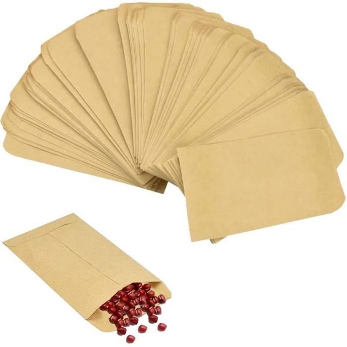 GENDAKO 100 PCS Sachet en Papier Kraft Petit Sachet pour Graine Marron ...