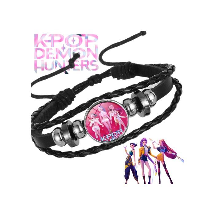 Bracelet KPOP Demon Hunters – Cuir tressé noir - Achat / Vente bracelet ...