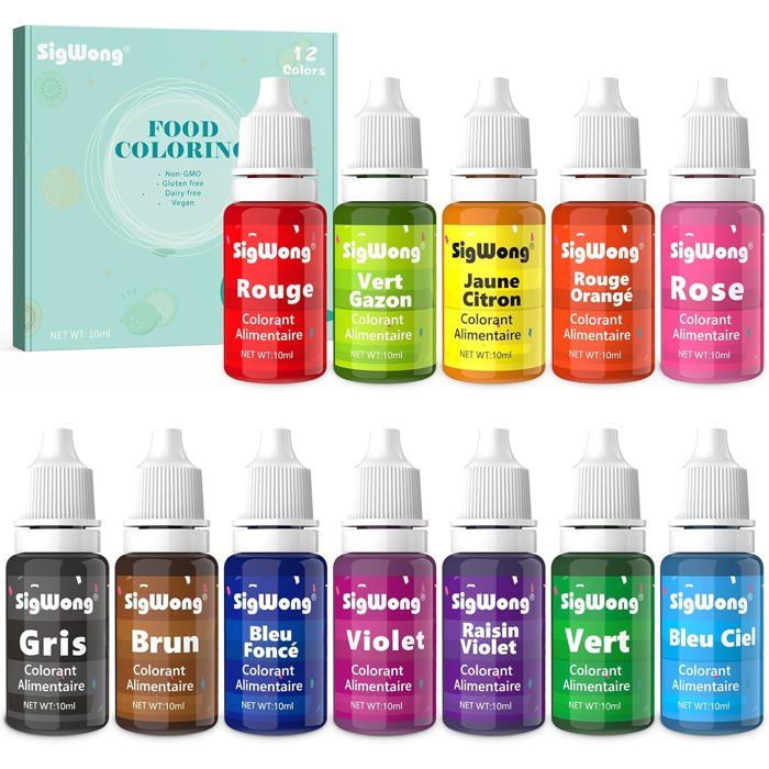 Colorant Alimentaire Liquide Concentré Nourriture Dye - 12Couleurs ...
