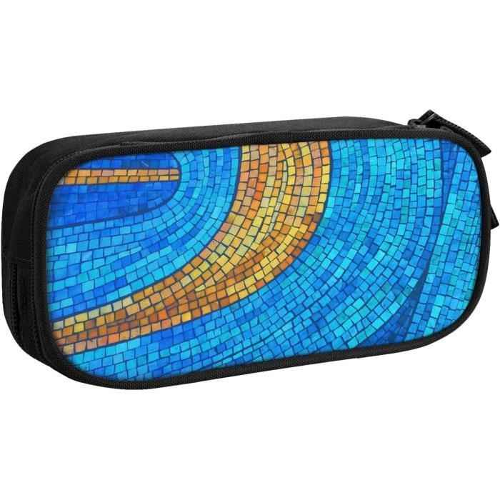 Grande Trousse À Crayons En Mosaïque Bleue Pour Homme Et Femme - Double ...