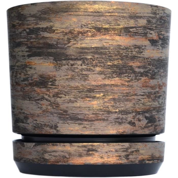 Pot De Fleurs Avec Soucoupe Intégrée, Décor 032, Écorce Rouille ...