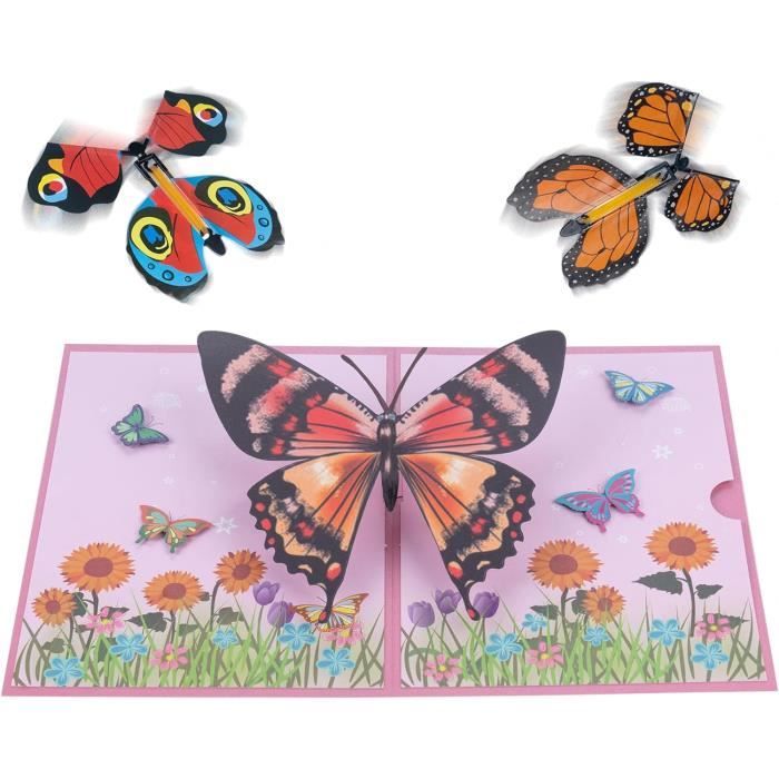 3D Carte Pop-Up Avec Motif Fleurs - Avec Papillon Volant Pop-Up - Carte ...