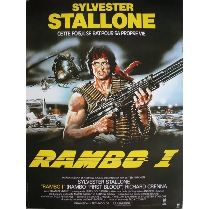 RAMBO Affiche Cinéma Originale ROULEE Petit format 53x40cm Movie Poster ...