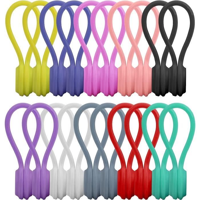 20 Pcs Serre Cable Magnétique, Attache Cable en Silicone 11 cm Scratch ...