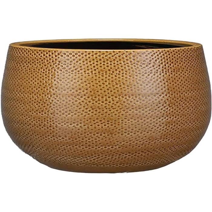 Pot De Fleurs Céramique Rond Ocre 20 X Ø 25 Cm - Pot De Plante[p2830 ...