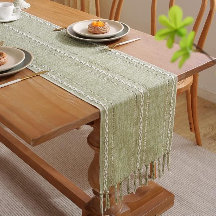 Chemin De Table Vert Sauge \U2013 Vert, 32 X 228 Cm, Lavable ...