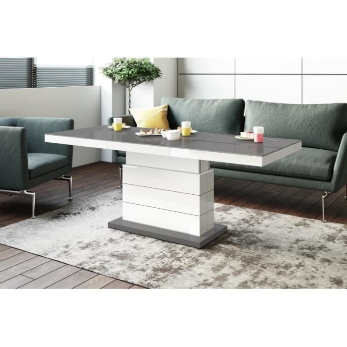 Table basse relevable extensible - CARELLIA - Gris/Blanc - Bois ...