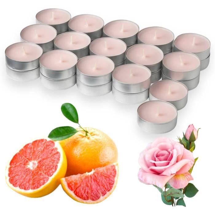 Lot De 30 Bougies Chauffe-Plat Parfumées Pamplemousse Rose Et Pétales ...