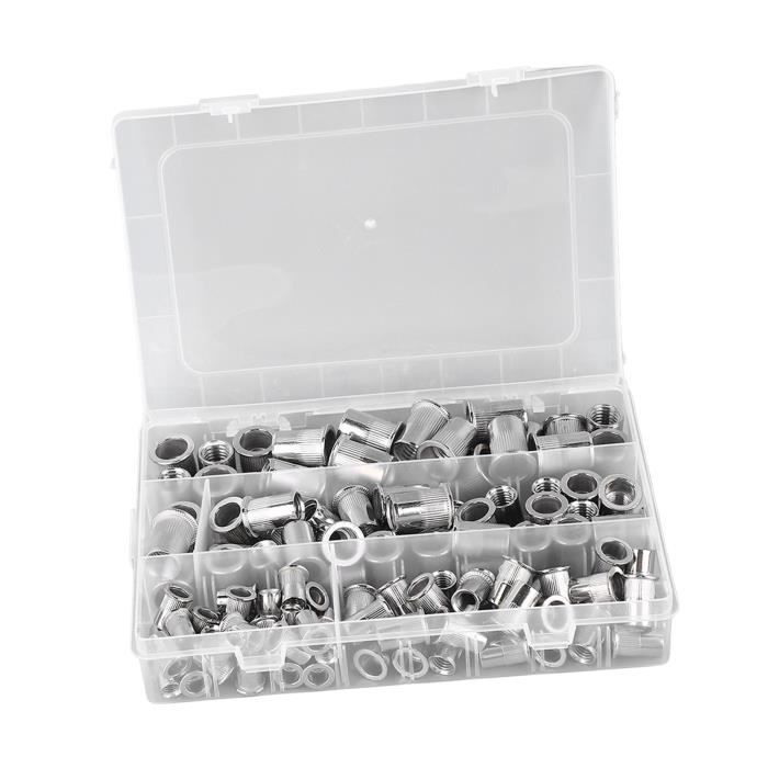 HURRISE Écrou à rivets Kit D'assortiment D'écrous à Rivets M6 M8 M10 M12, 120 Pièces, Tête Plate ...