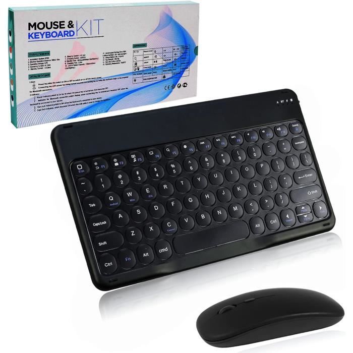 Clavier Bluetooth Sans Fil Avec Souris, Mini Clavier Sans Fil Ultra Fin ...