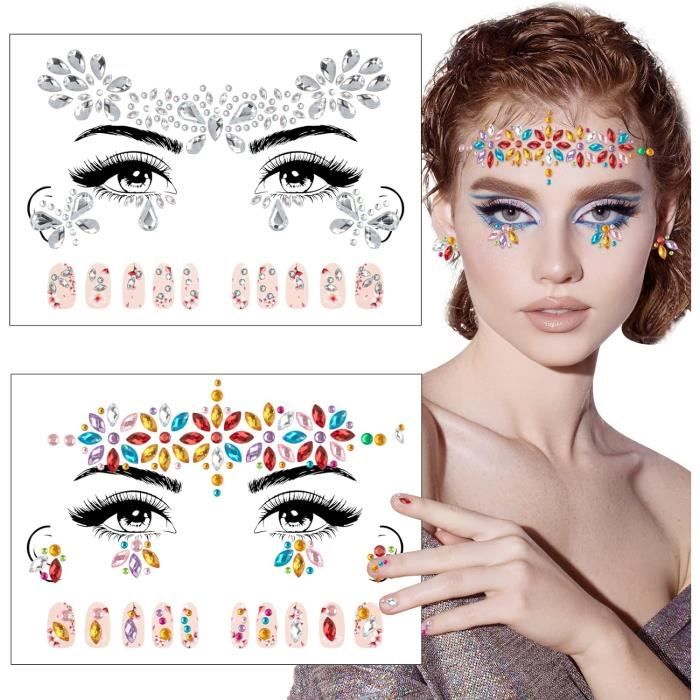 2 Feuilles Tatouages Temporaires Autocollant Sticker De Visage Faux ...