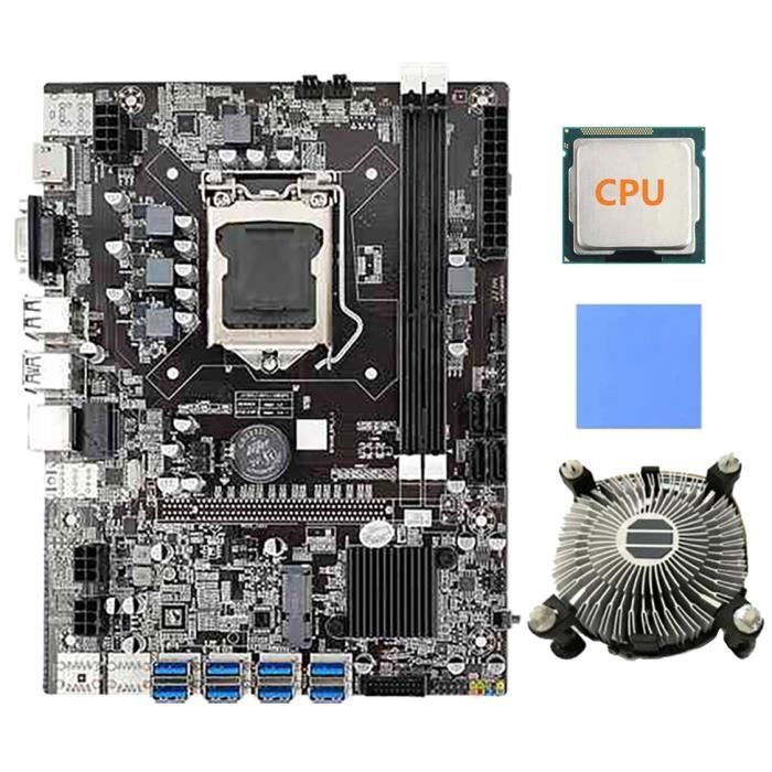 Carte MèRe B75 BTC Mineur avec CPU AléAtoire + Ventilateur + Tampon ...
