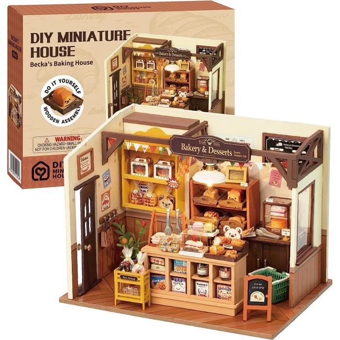Rowood Miniature Maison Eois De Poupée Boulangerie Bricolage Mini Maison Eois Set De Cadeau D