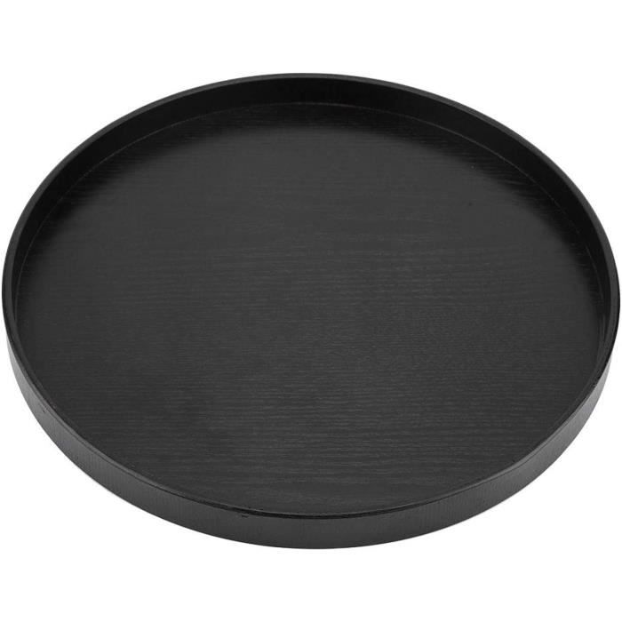Plateau de Service en Bois Noir de 33 cm Plateau Rond en Bois Naturel ...