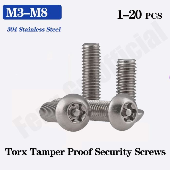 M5 (10Pcs)-30mm -Vis de sécurité à tête Torx en acier inoxydable 304 ...