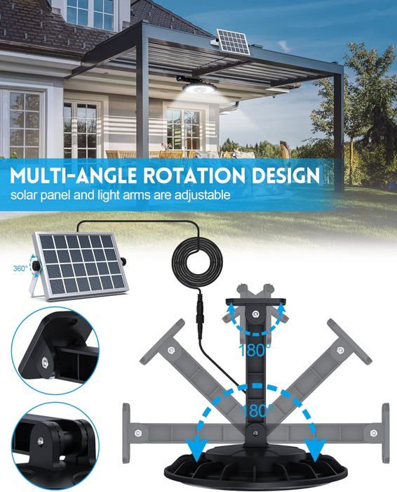 Fxlopower Lampe Solaire Interieur, Lampe Solaire pour Abri avec 6 Modes D'éclairage, Lampe ...