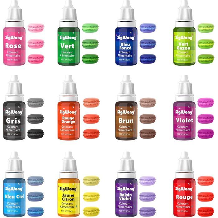Colorant Alimentaire Liquide Concentré Nourriture Dye - 12Couleurs ...