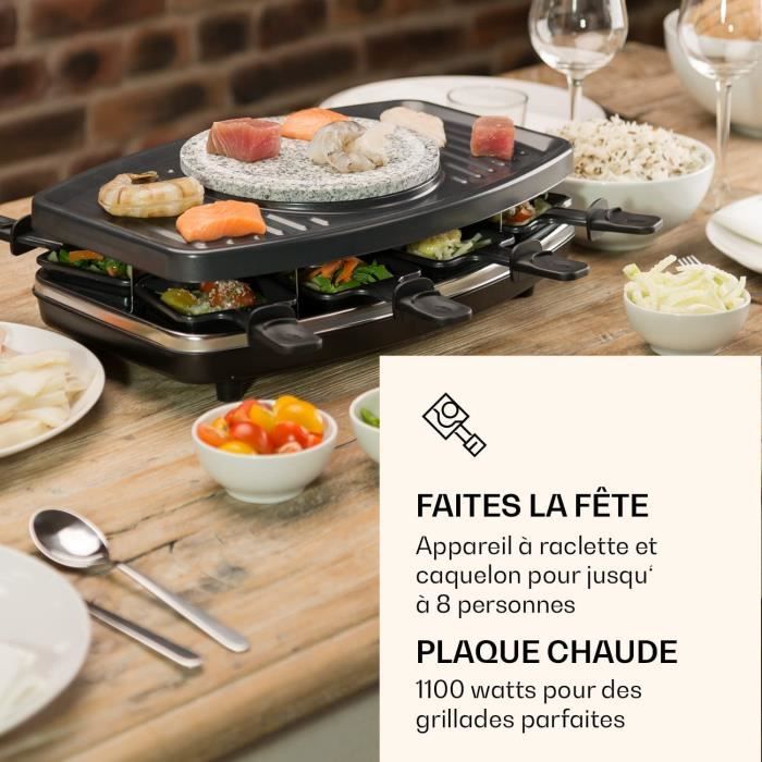 LIWI-Klarstein Appareil a Raclette et Fondue 3-en-1, Machine a Raclette ...