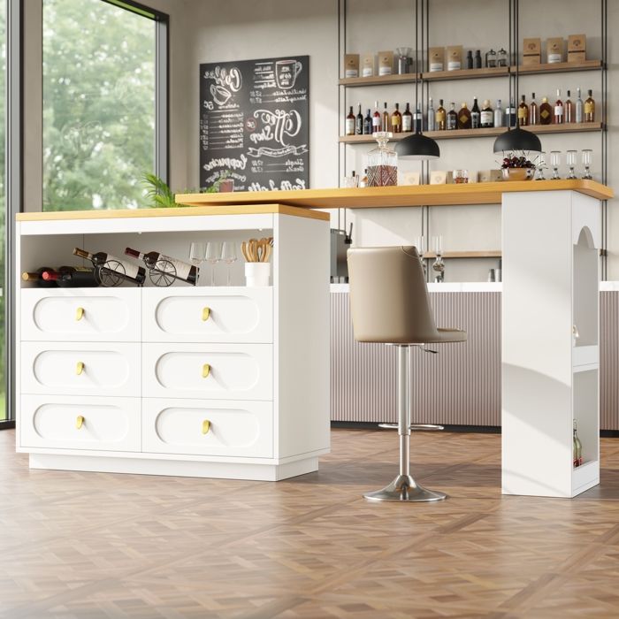 Table de bar Maisentiel blanc extensible 137-203 cm plateau 360 ...
